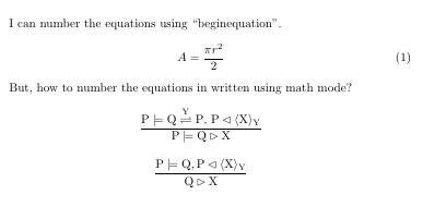 How To Number Math Mode Equations Tex Latex Stack Exchange