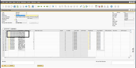 Solved How To Create Production Order Of Row Level Items Sap Community