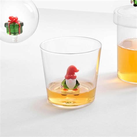 Glass Elf Figure Christmas Design Tumbler Ichendorf Milano