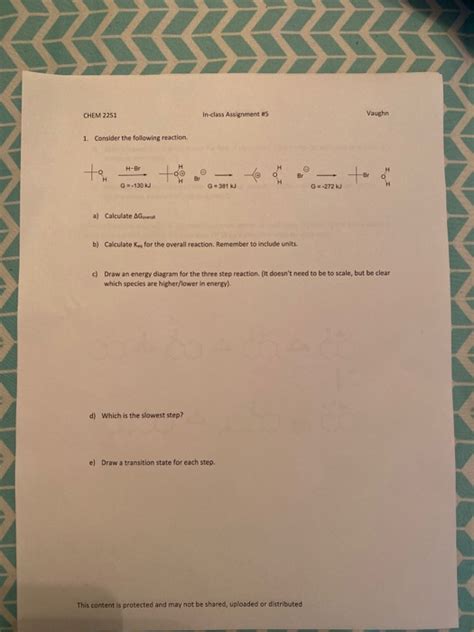 Solved Chem In Class Assignment Vaughn Consider Chegg