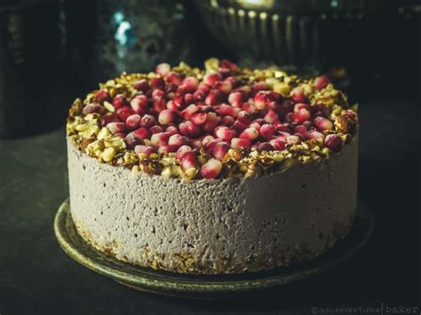 Pomegranate And Hazelnut Mousse Cake Raw Vegan GF