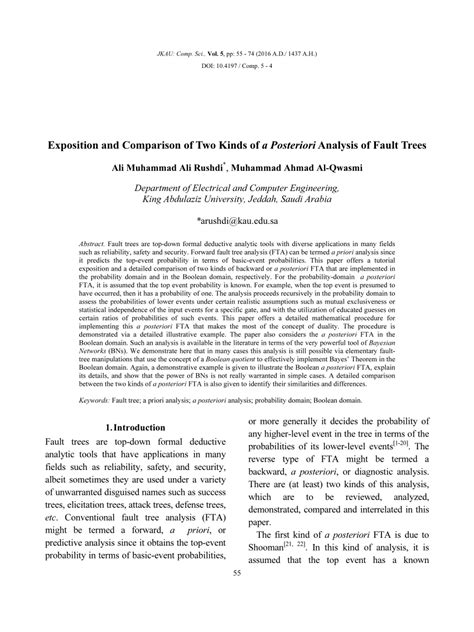 Pdf Exposition And Comparison Of Two Kinds Of A Posteriori Analysis Of Fault Trees