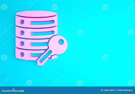 Pink Server Security With Key Icon Isolated On Blue Background Security Safety Protection