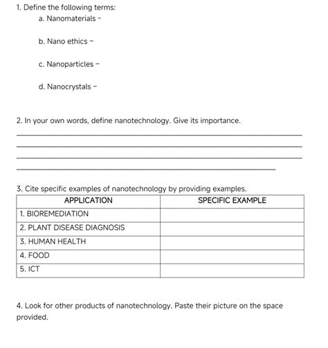 1 Define The Following Terms A Nanomaterials StudyX