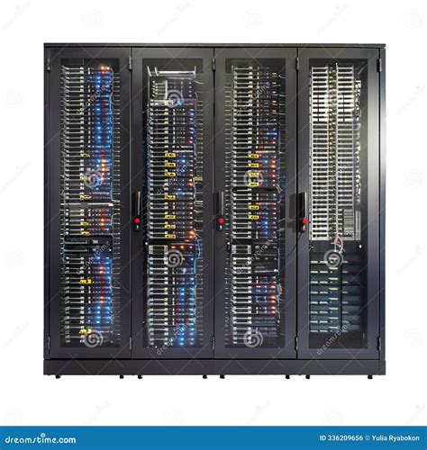 Modern Server Rack Storing And Processing Information In Data Center