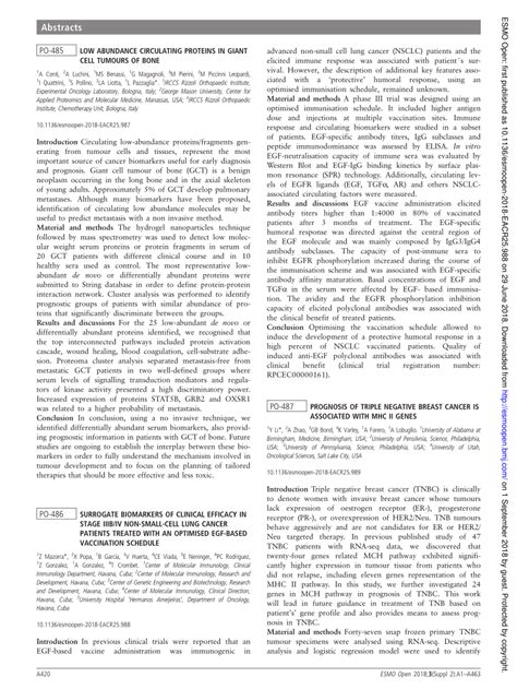 Pdf Po 486 Surrogate Biomarkers Of Clinical Efficacy In Stage Iiibiv