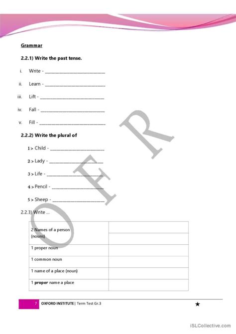 English Test Grade 3 Primary English Esl Worksheets Pdf And Doc
