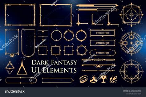 Set Dark Fantasy Elements User Interface Stock Vector Royalty Free