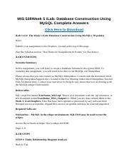 Mis Week Ilab Database Construction Using Mysql Complete Answers