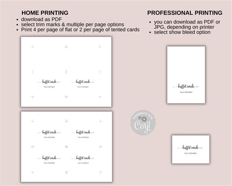 Editable Script Buffet Card Template Calligraphy Wedding Etsy