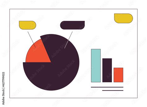 Business Presentation Slide With Charts Flat Line Color Isolated Vector Object Business Plan