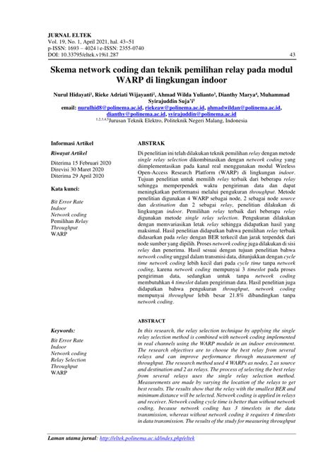 Pdf Skema Network Coding Dan Teknik Pemilihan Relay Pada Modul Warp Di Lingkungan Indoor