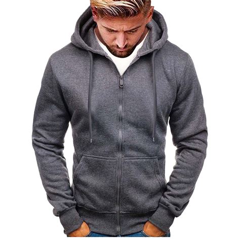 Hessimy Graphic Hoodies For Men Mens Casual Pokect Zipper Coat Slim