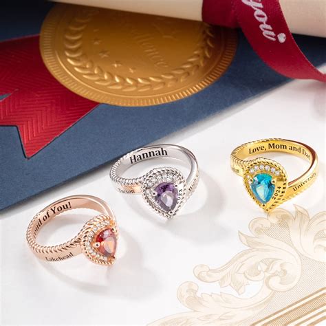 Custom School Class Ring Jewelry For Woman Sterling Silver High