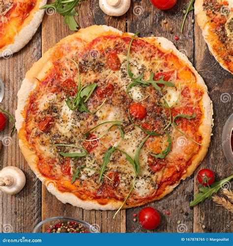 Pizza With Tomato Sauce Mushroom Stock Image Image Of Mushroom