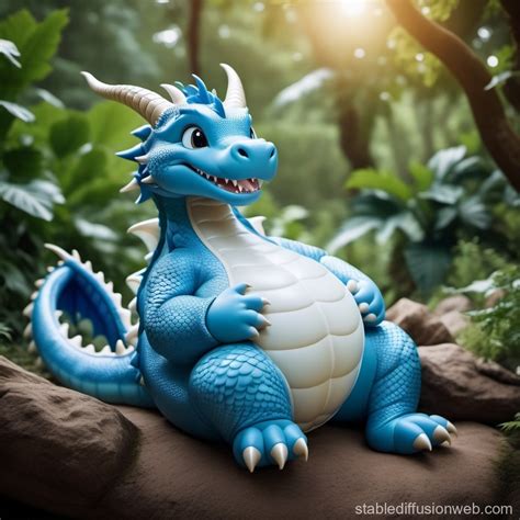 Sleepy Dragon With Inflated Belly After Meal Stable Diffusion Online