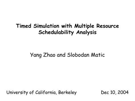 Ppt Timed Simulation With Multiple Resource Schedulability Analysis Powerpoint Presentation