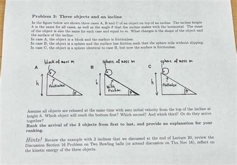 solved problem 3 three objects and an incline in the figure