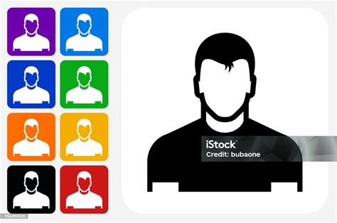 男性臉圖示方形按鈕設置向量圖形及更多人圖片 人 人的臉部 人體部分 Istock