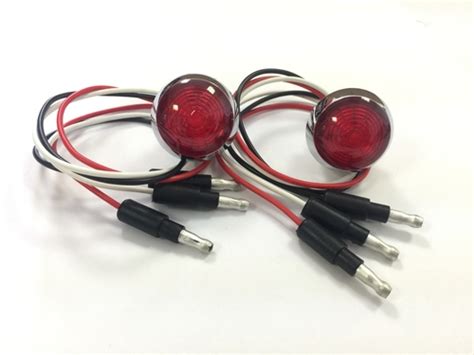 Pair 1 14 Red Led Custom Round Tail Lights W Chrome Housing Kc8711