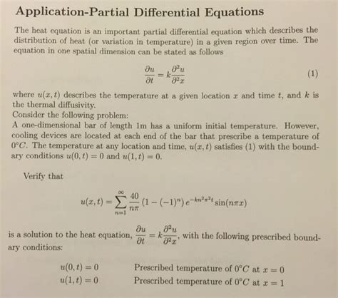 Solved Application Partial Differential Equations The Heat