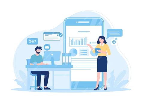 Premium Vector Worker Analyzing Digital Data Graph Trending Concept