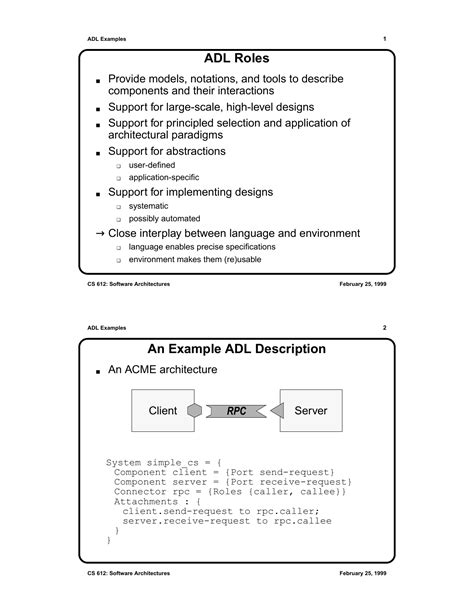Adl Roles An Example Adl Description