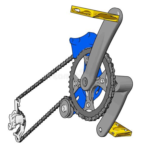 Grey Crank Set For Bike With Yellow Pedals Vector Illustration Stock