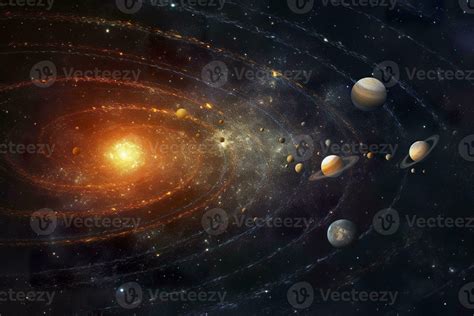 Ai Generated Our 3d Solar System With Planets In Orbits Path Ai