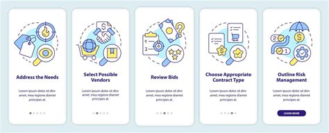 Steps Of Procurement Process Onboarding Mobile App Screen Review Bids
