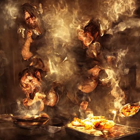Asmongold Smiling While Cooking A Meal Hyperrealistic Stable