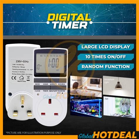 Premium 7 Day Programmable Digital Timer 24 Hour Digital Plug In Timer Socket Uk 3 Pin
