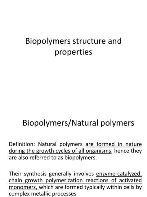 Biopolymers Structure And Propertiespptx Collagen Biopolymer