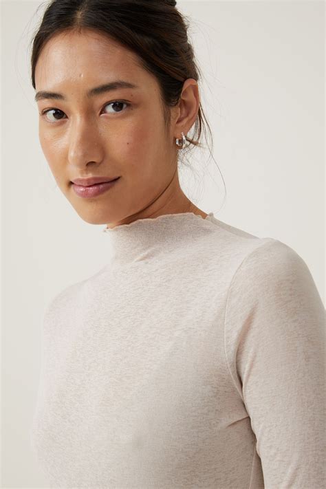 Lena Mesh Mock Neck Long Sleeve Top