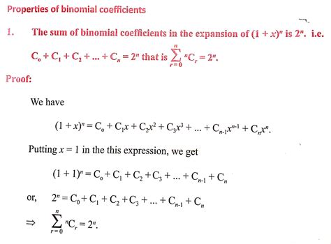 Binomial Theorem Class 12 Mathematics Complete Note Pdf Concept And Numericals