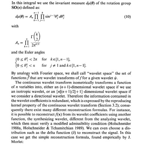 Real Analysis Morlets Wavelet Reconstruction Formula Mathematics