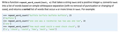 Solved Write A Function Repeat Word Count Text N That Chegg Com