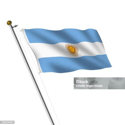 클리핑 경로와 흰색에 아르헨티나 깃대 3d 그림 0명에 대한 스톡 벡터 아트 및 기타 이미지 0명 3차원 형태 구름 Istock