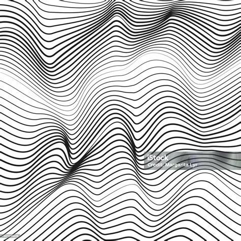 Optical Illusion Deformed Surface Abstract Black And White Background Vector Squiggle Broken