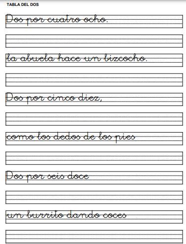 Ejercicios de Caligrafia para niños de segundo de primaria
