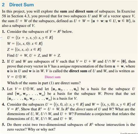 Solved 2 Direct Sum In This Project You Will Explore The