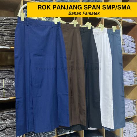 Jual Seragam Sekolah Rok Span Panjang Belah Dua Smp Sma Biru Putih
