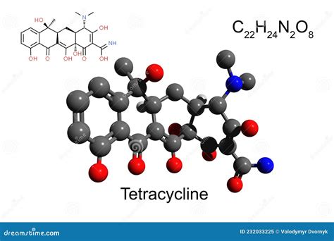 Tetracycline Antibiotic Drug Molecule Structural Chemical Formula And