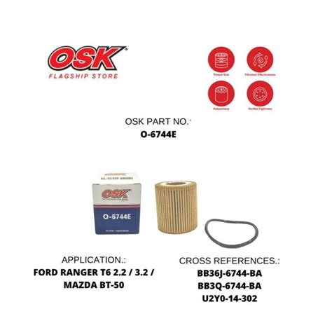 Osk Oil Filter For Ford Ranger T6 22 32 Mazda Bt 50 Bb3q 6744 Ba