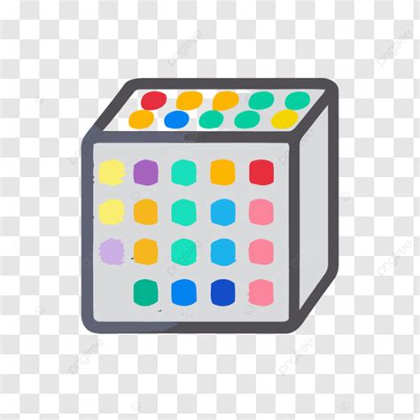 다채로운 점이 있는 큐브의 윤곽선 벡터 흰색 배경에 있는 데이터 세트의 단순한 다채로운 아이콘 그림자 없음 작은 프레임 중앙 Png 일러스트 및 벡터 에 대한 무료