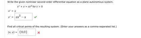 Solved Write The Given Nonlinear Second Order Differential