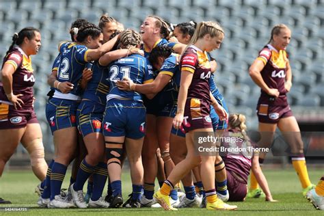 Ellie Johnston Of The Eels Celebrates A Try With Team Mates During