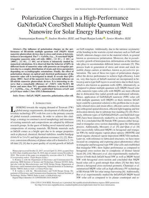 Pdf Polarization Charges In High Performance Ganingan Coreshell Multiple Quantum Well