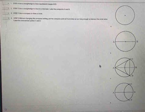solved 1 step 4 usn a straightedge to draw equilateral triangls acd