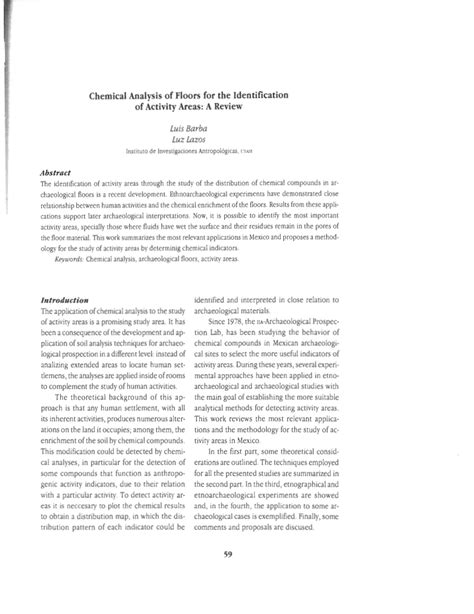 Pdf Chemical Analysis Of Floors For The Identification Of Activity